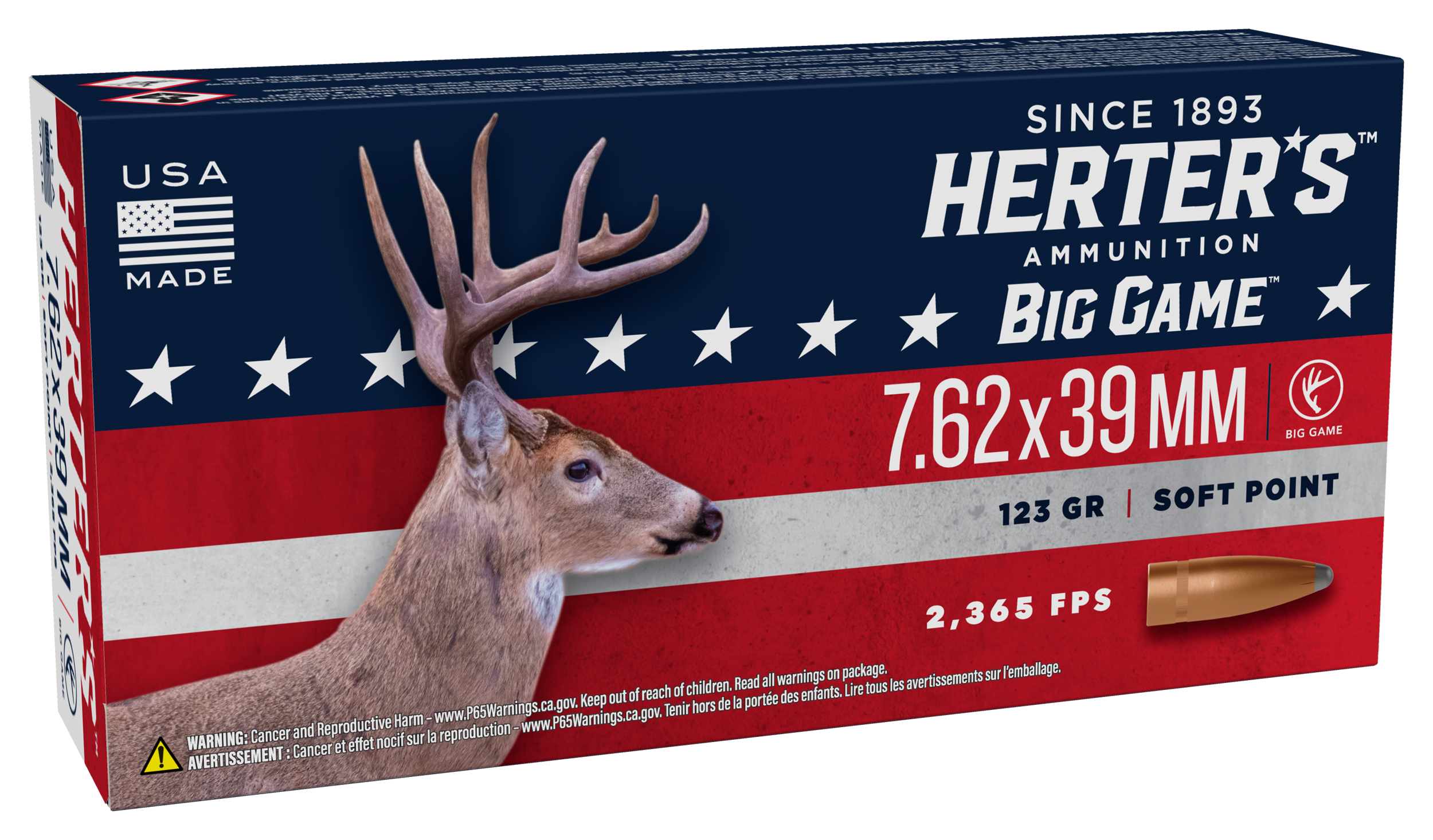 Herter's Hunting 7.62x39mm 123 Grain Soft Point Centerfire Rifle Ammo ...